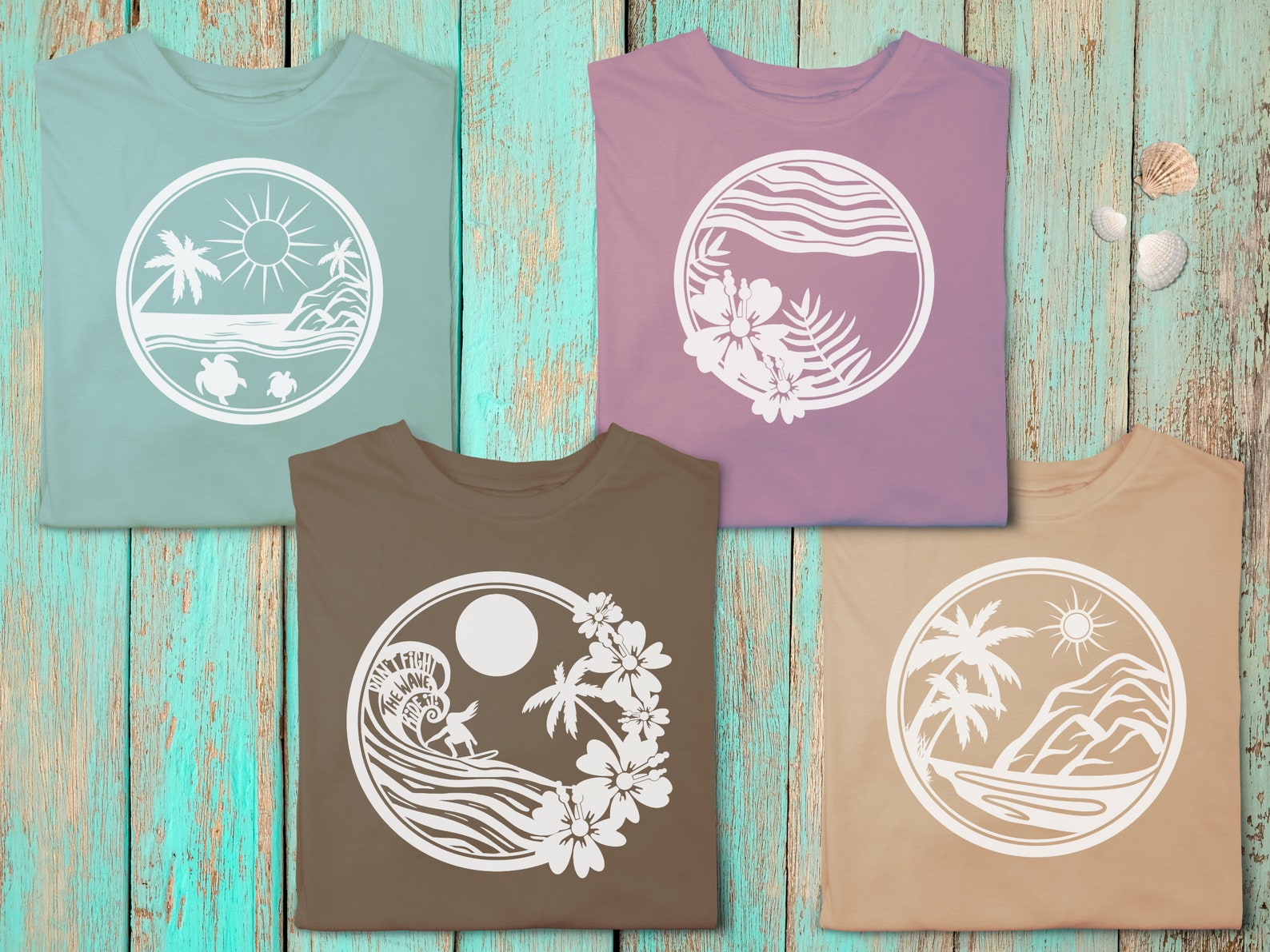 Tropical Beach Scene SVG Bundle of 4 Island Beach Svg Palm - Etsy