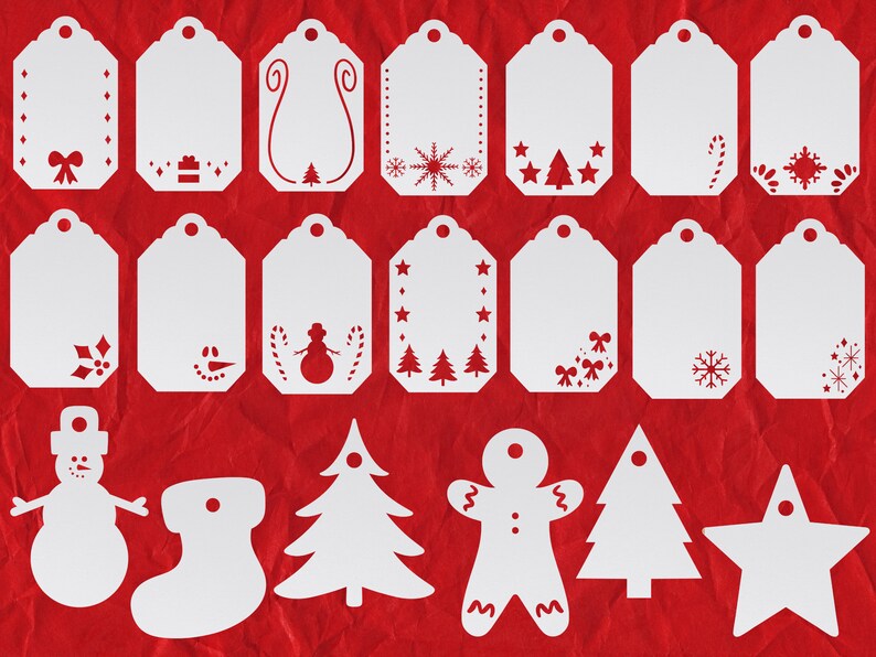 Christmas Gift Tag Svg Bundle of 20, Christmas Tags Svg Bundle, Snowman ...