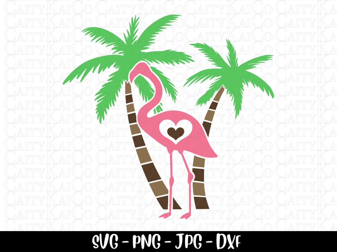 Flamingo Palm Tree Svg, Flamingo Svg, Tropical Beach Svg, Pink & Green ...