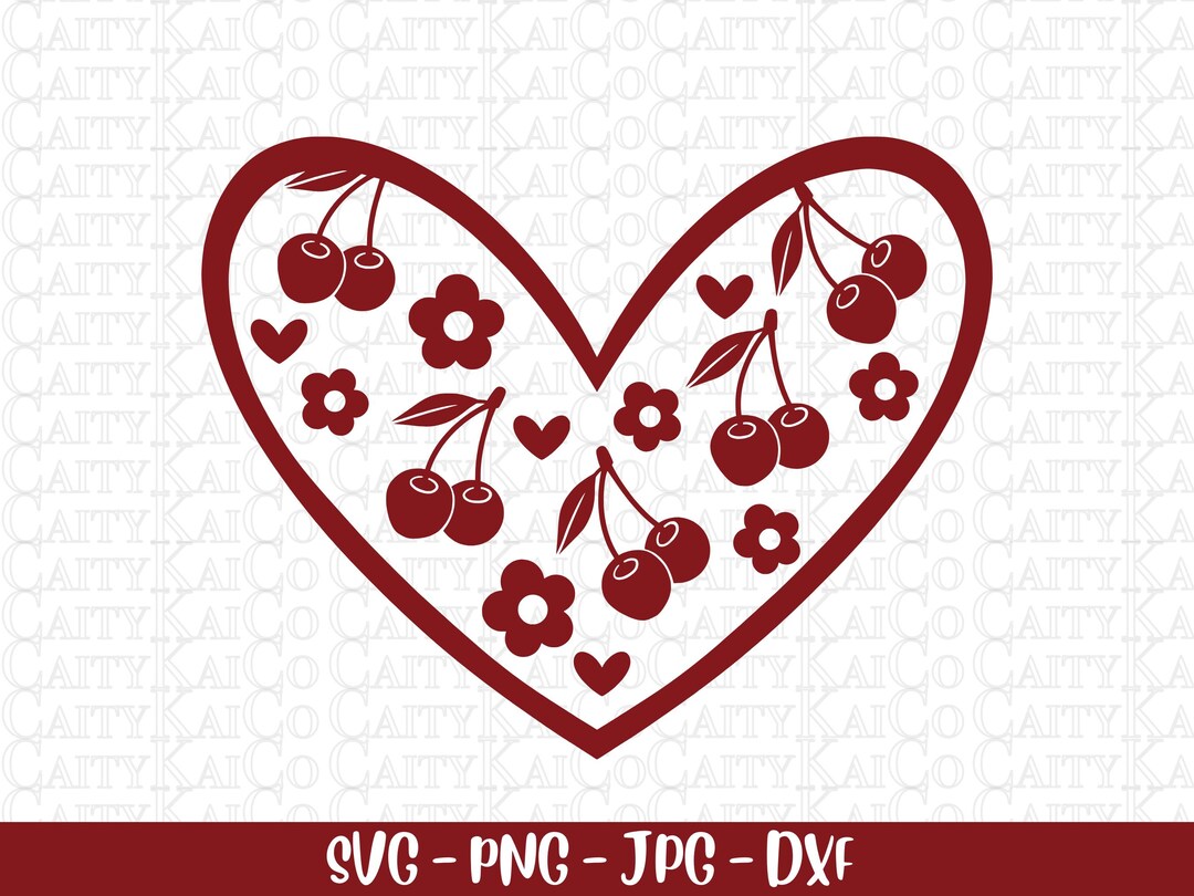 Cherry Daisy Heart Svg, Valentine’s Day Svg, Cute Daisy Flower Svg ...