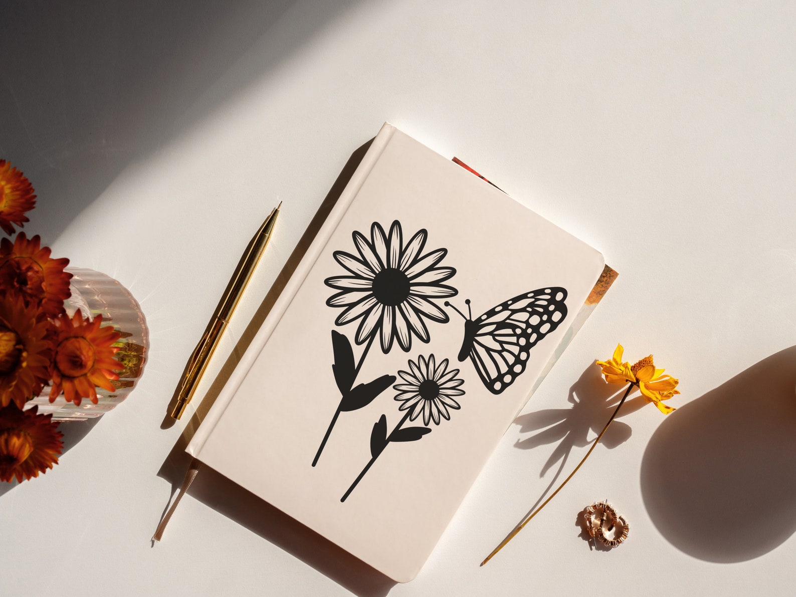 Daisy Flower and Butterfly Svg Daisy Svg Butterfly Svg - Etsy