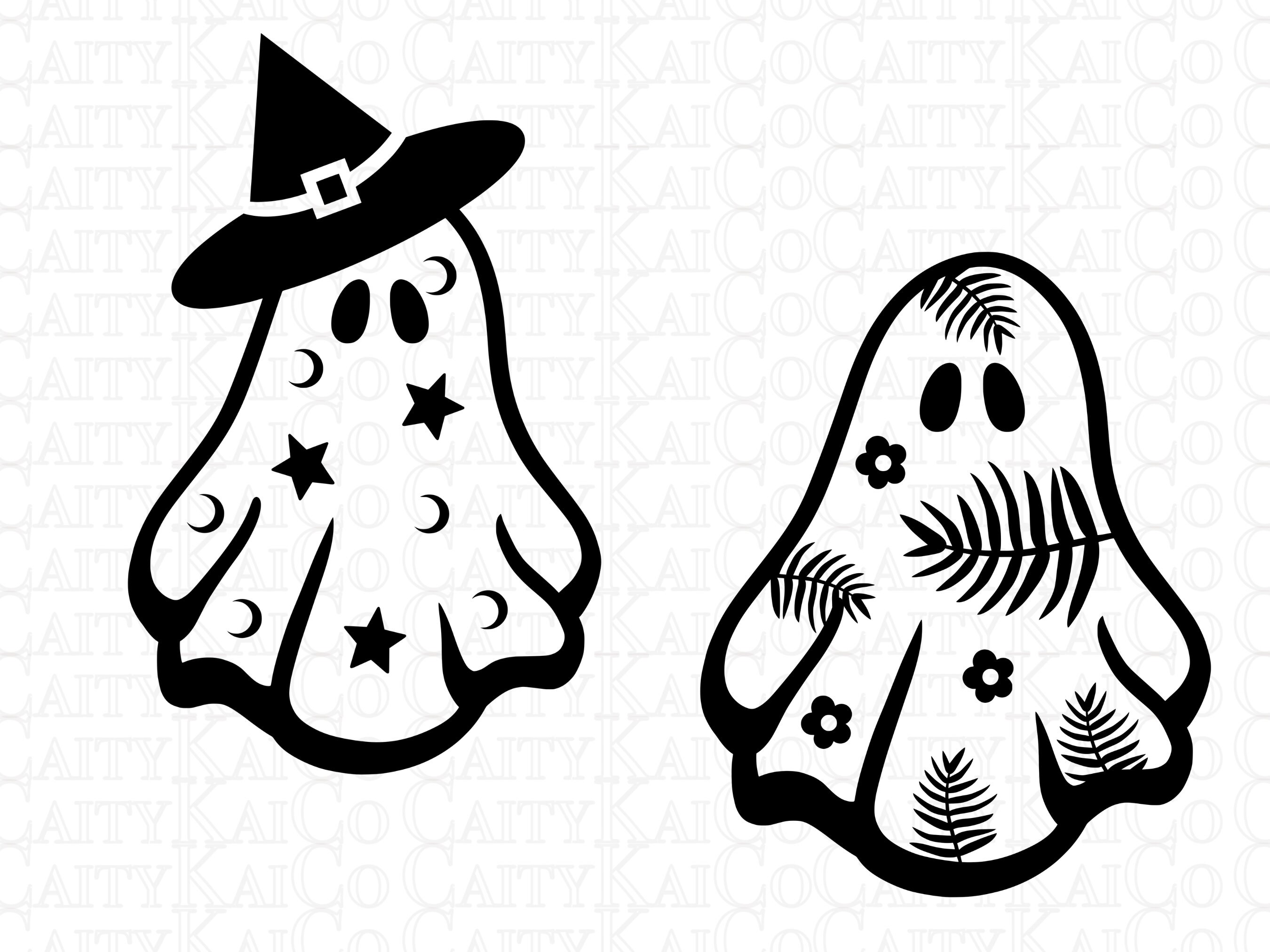 Ghost Svg Bundle of 17, Halloween Svg Bundle, Daisy Ghost Svg, Retro ...