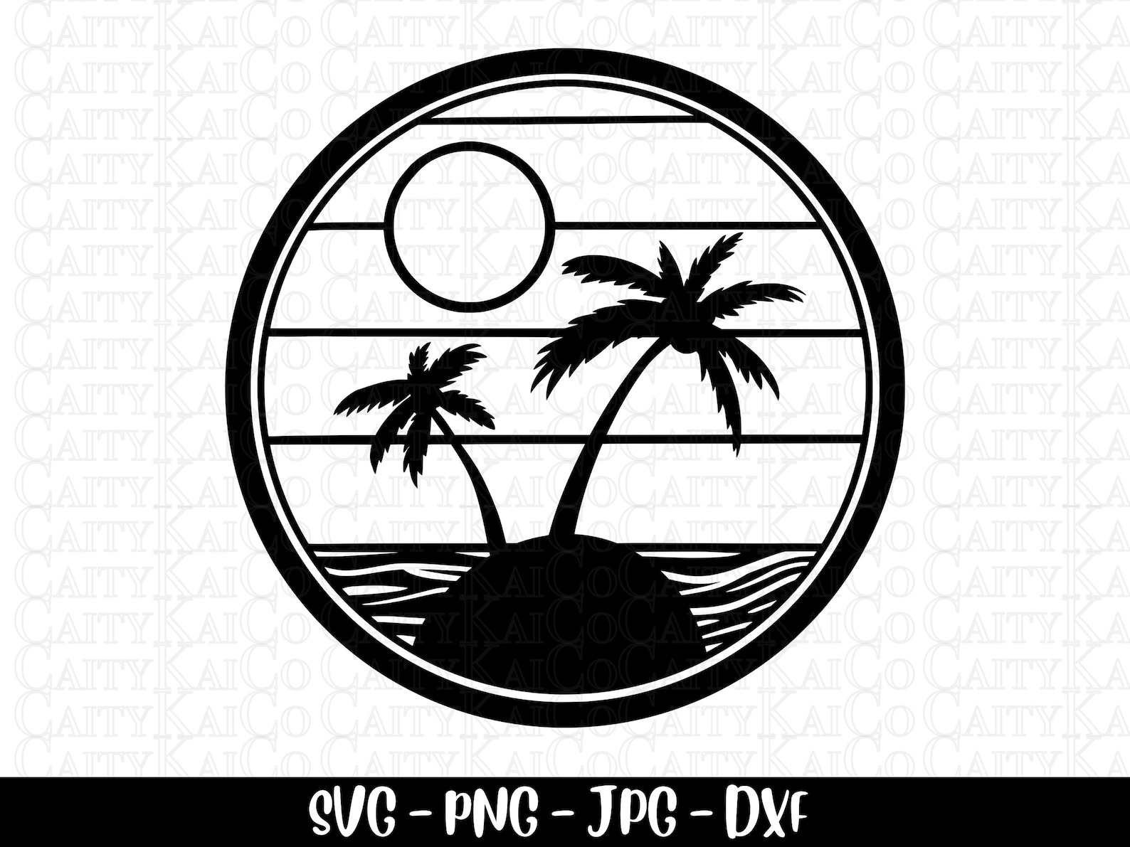 Palm Tree SVG, Tropical Beach Scene Svg, Beach Svg, Sunrise Svg, Sunset ...
