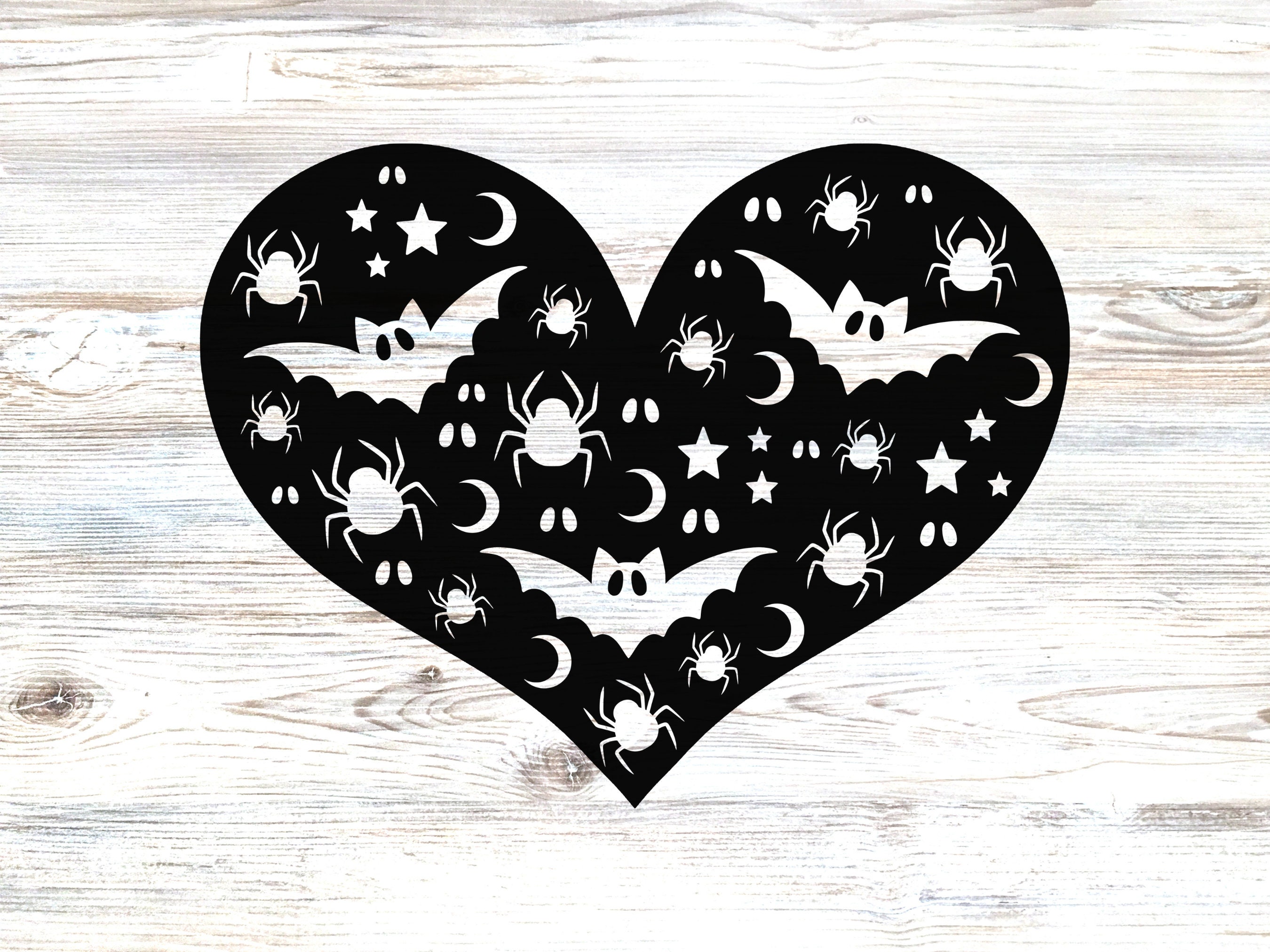 Halloween Bat Svg Spooky Season Svg Bats in a Heart Svg - Etsy