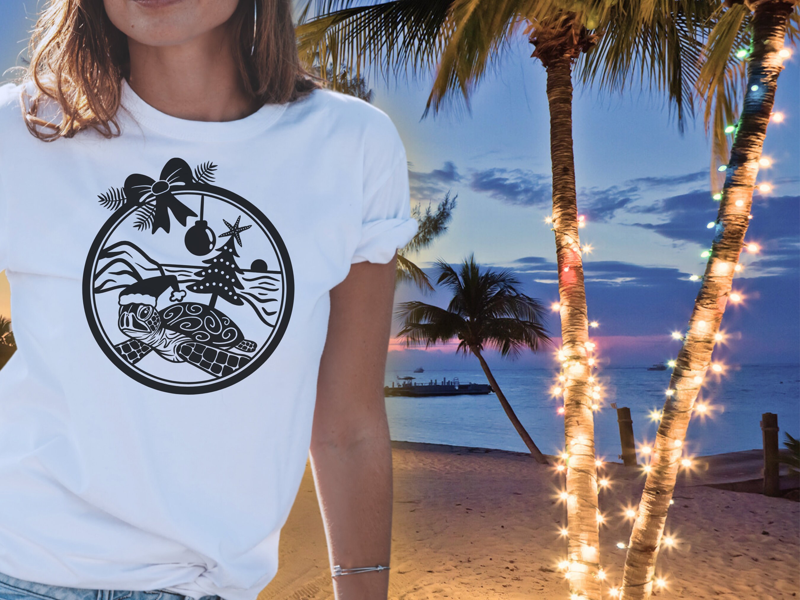 Christmas Sea Turtle Svg Beach Christmas Svg (Instant Download) - Etsy