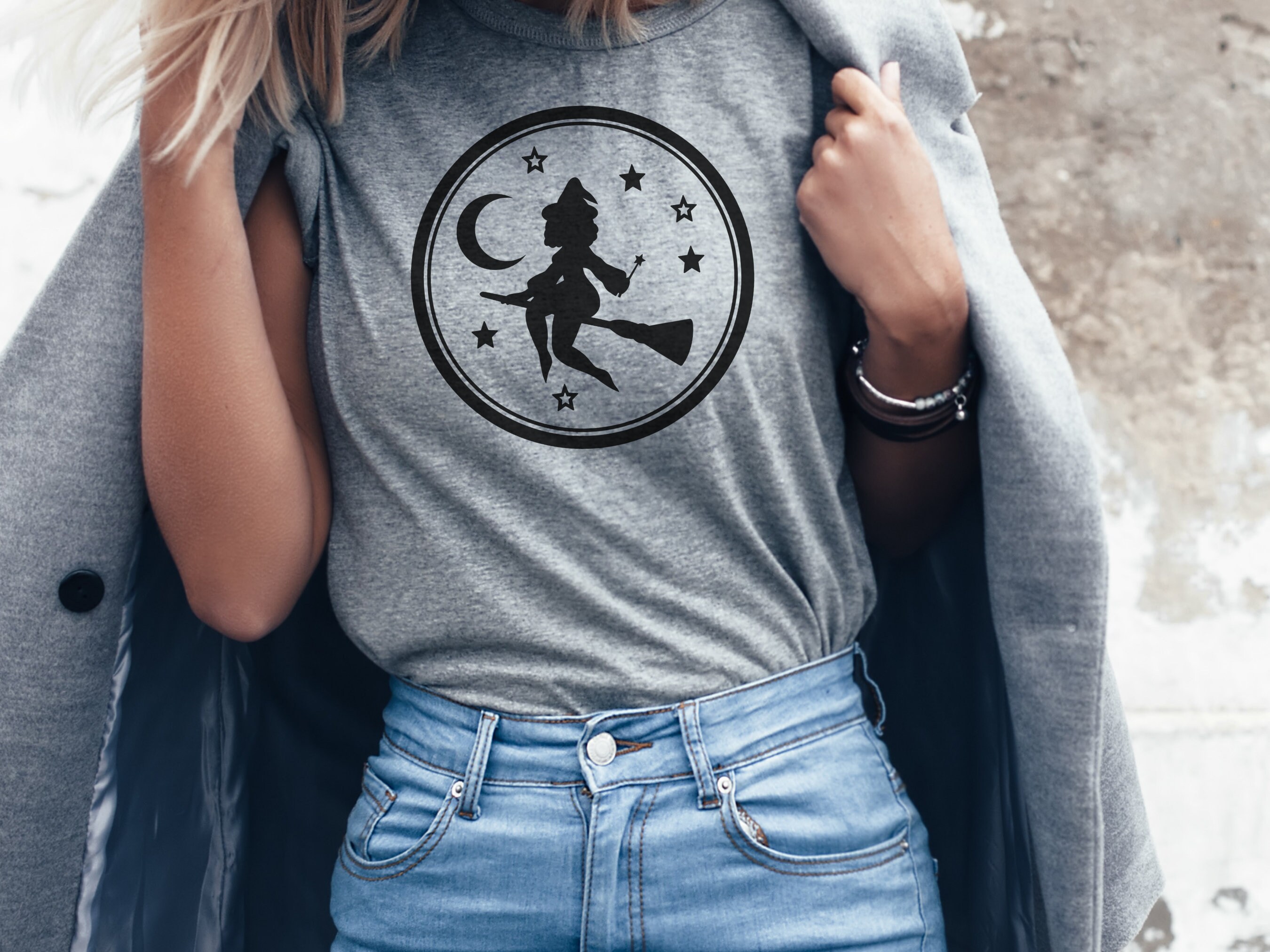 Witch and Moon Svg Halloween Svg Witch Svg Celestial Witchy - Etsy