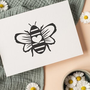 Bee Svg, Cute Bee Heart Svg, Honey Bee Clipart, Dxf, Png, Jpg, Cut File ...