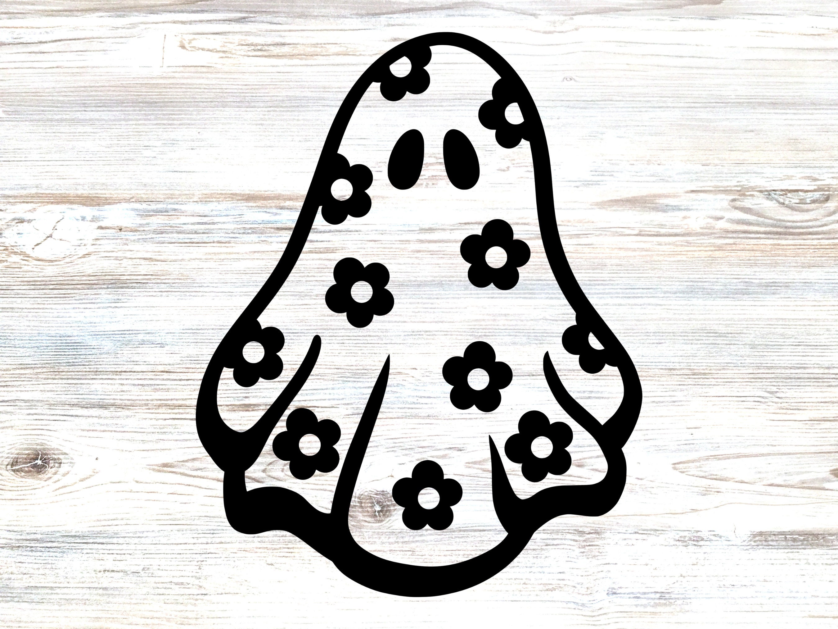 Retro Flower Ghost Svg Bundle of 3, Retro Halloween Svg, Daisy Svg ...