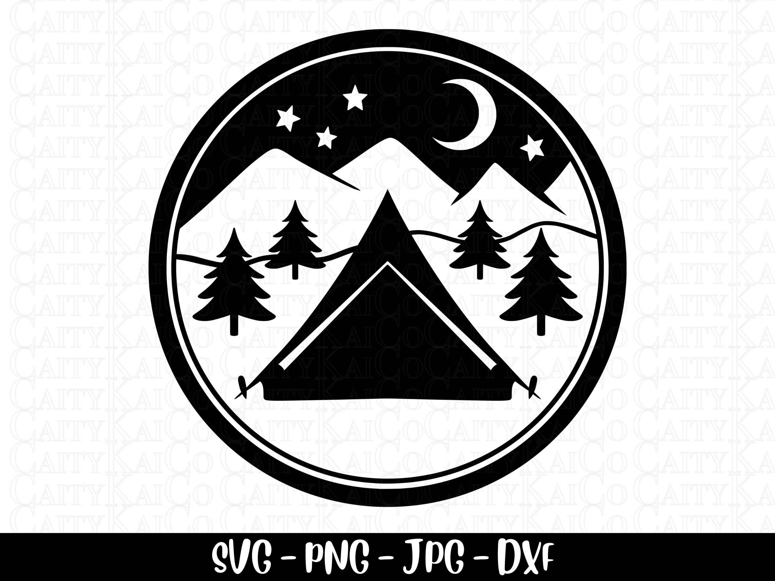 Tent Camping Svg Mountain Svg Moon and Stars Cut File - Etsy