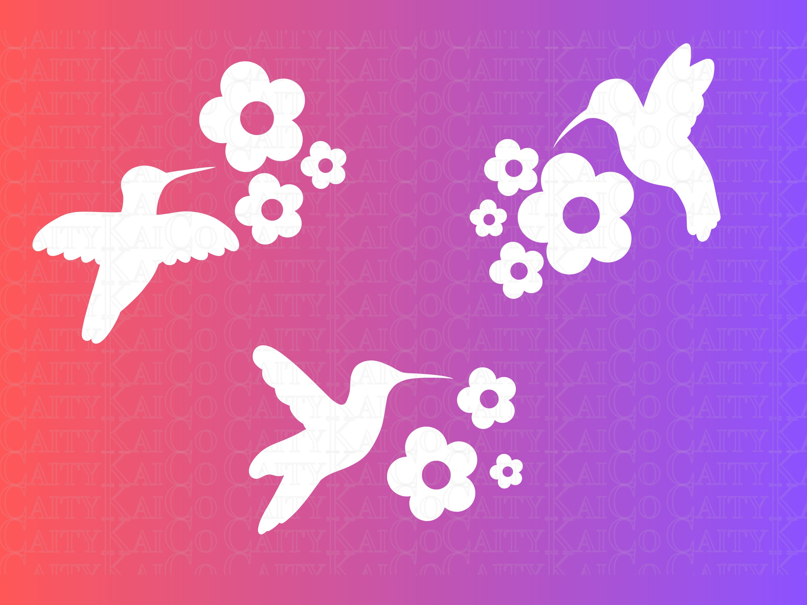 Hummingbird Svg Bundle of 3 Hummingbird Flower Svg - Etsy