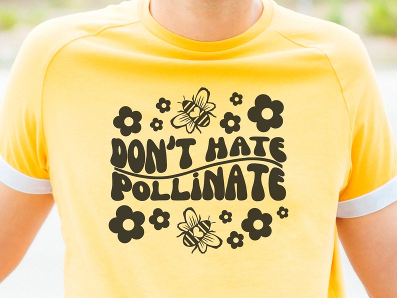 Bee SVG Dont Hate Pollinate Bee Svg Retro Wavy Text Svg - Etsy