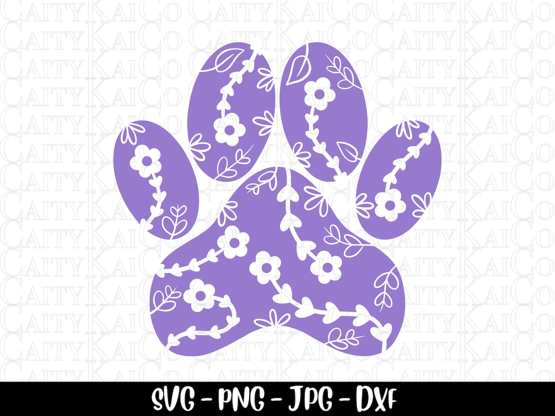 Floral Paw Print Svg, Spring Dog Svg, Lavender Png, Pet Summer Svg ...