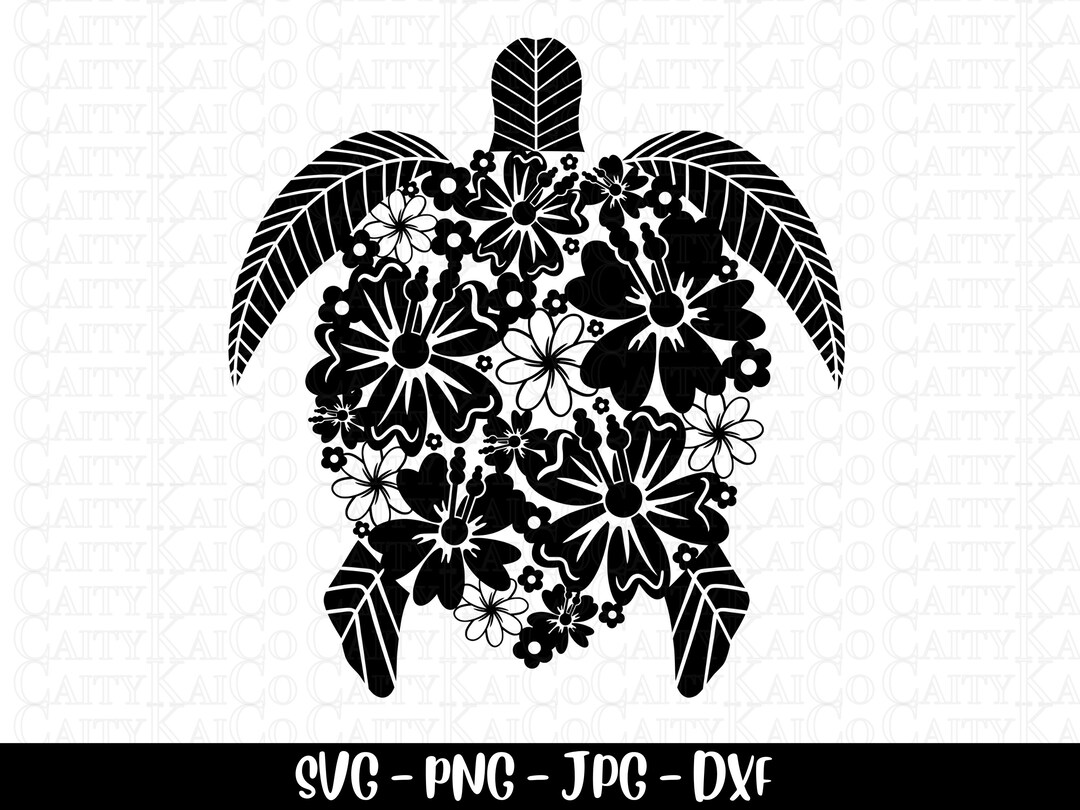 Floral Sea Turtle Svg, Tropical Flower Sea Turtle Svg, Beach Svg ...