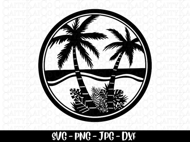 Beach SVG Palm Tree Svg Tropical Island Beach Scene Svg Cut - Etsy