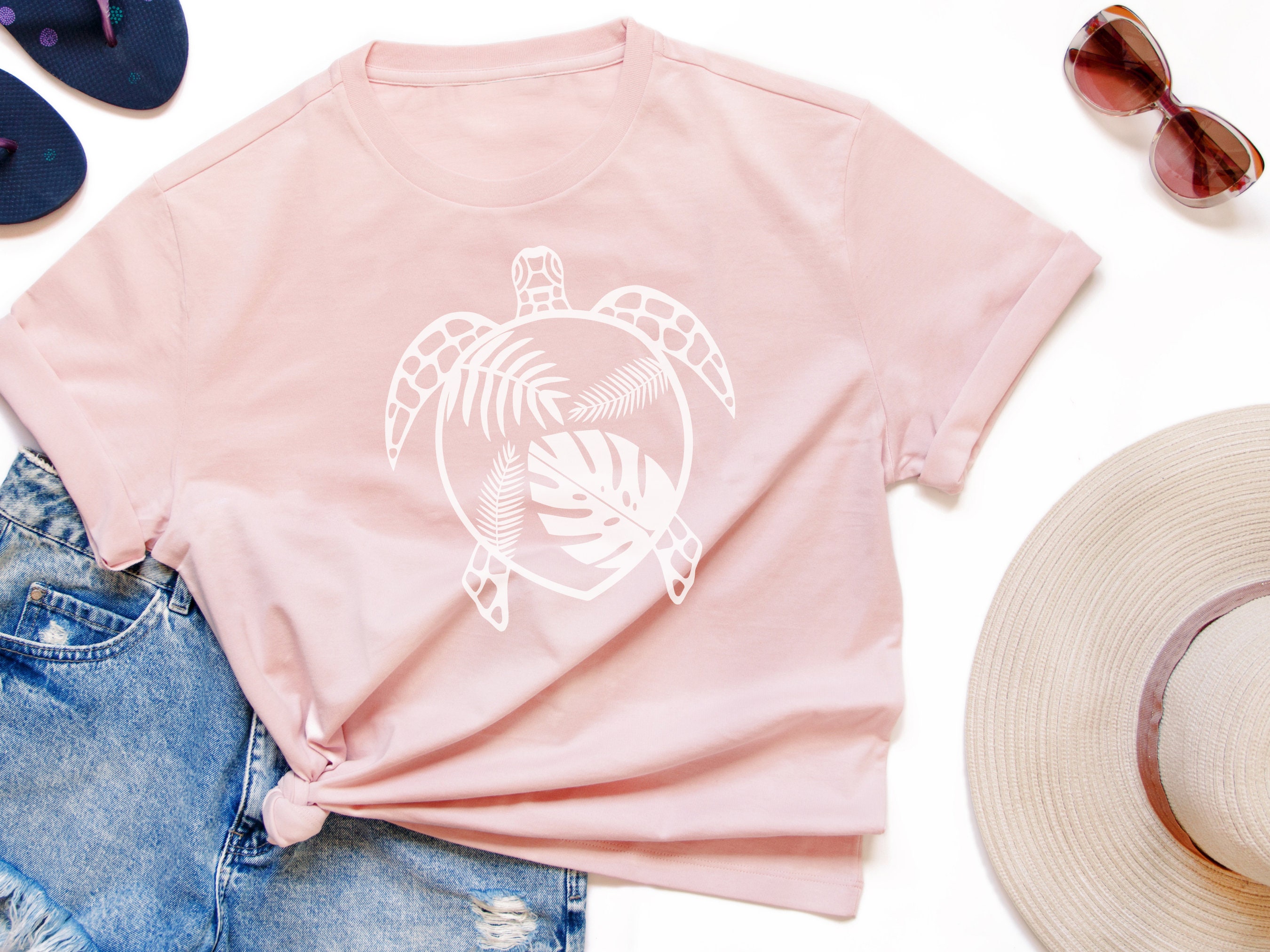 Sea Turtle Tropical Plants Svg Turtle Shirt Design Svg Cut - Etsy