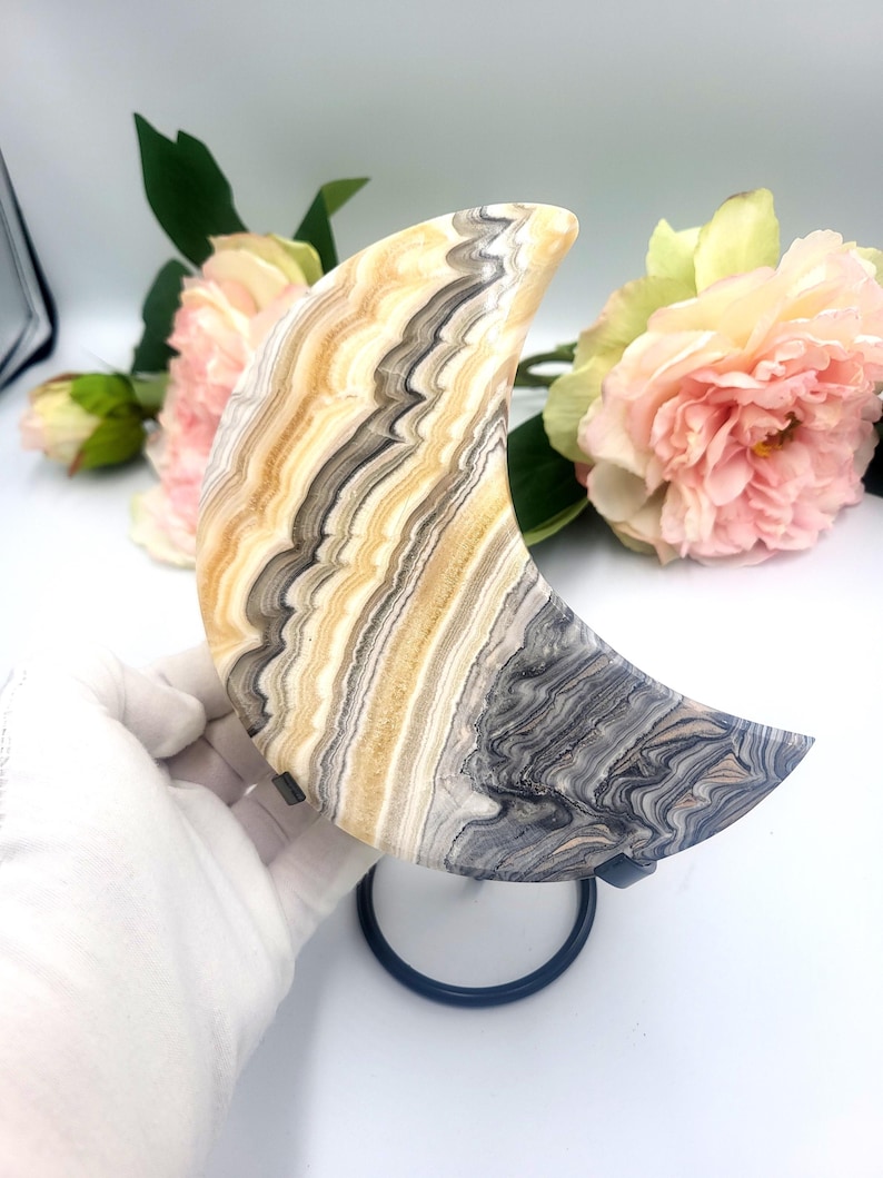 Large Banded Yellow Calcite Moon - High Quality Yellow Calcite Crystal ...