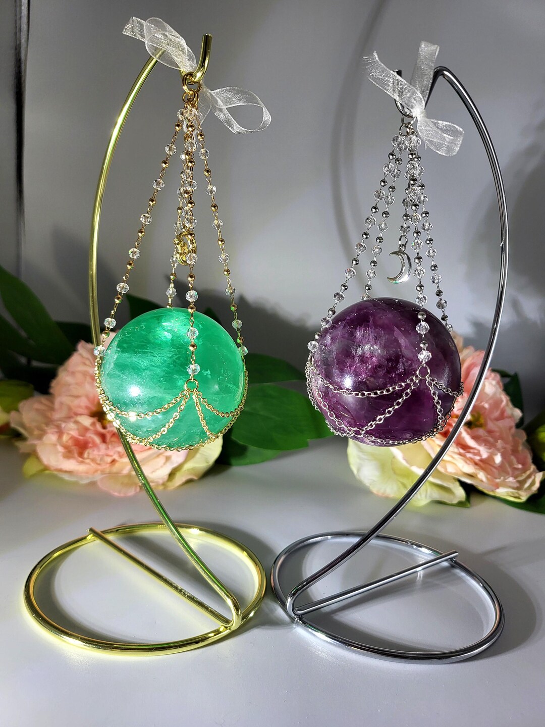 Suncatcher Crystal Sphere Stand - Hanging Crystal Sphere Holder ...
