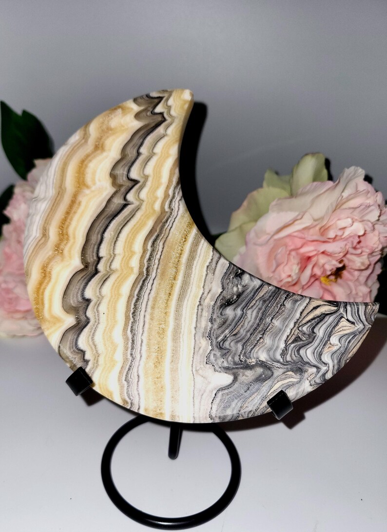 Large Banded Yellow Calcite Moon - High Quality Yellow Calcite Crystal ...