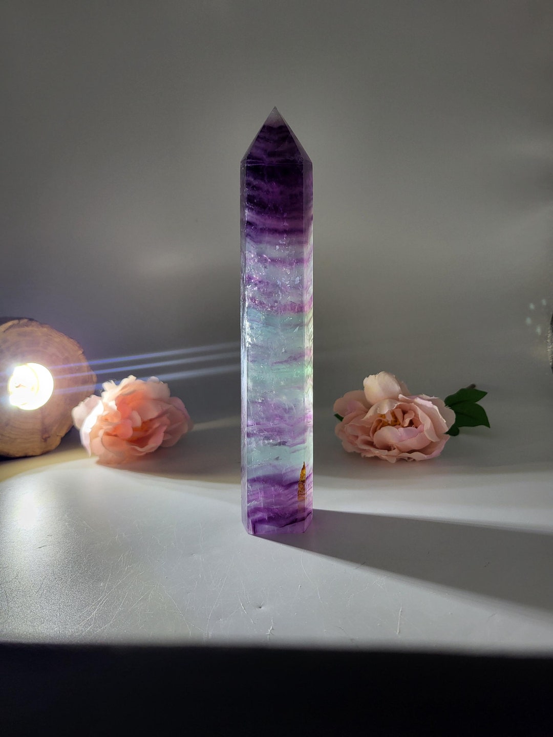Gorgeous 0.75kg Rainbow Fluorite Tower With Rainbows - Natural ...