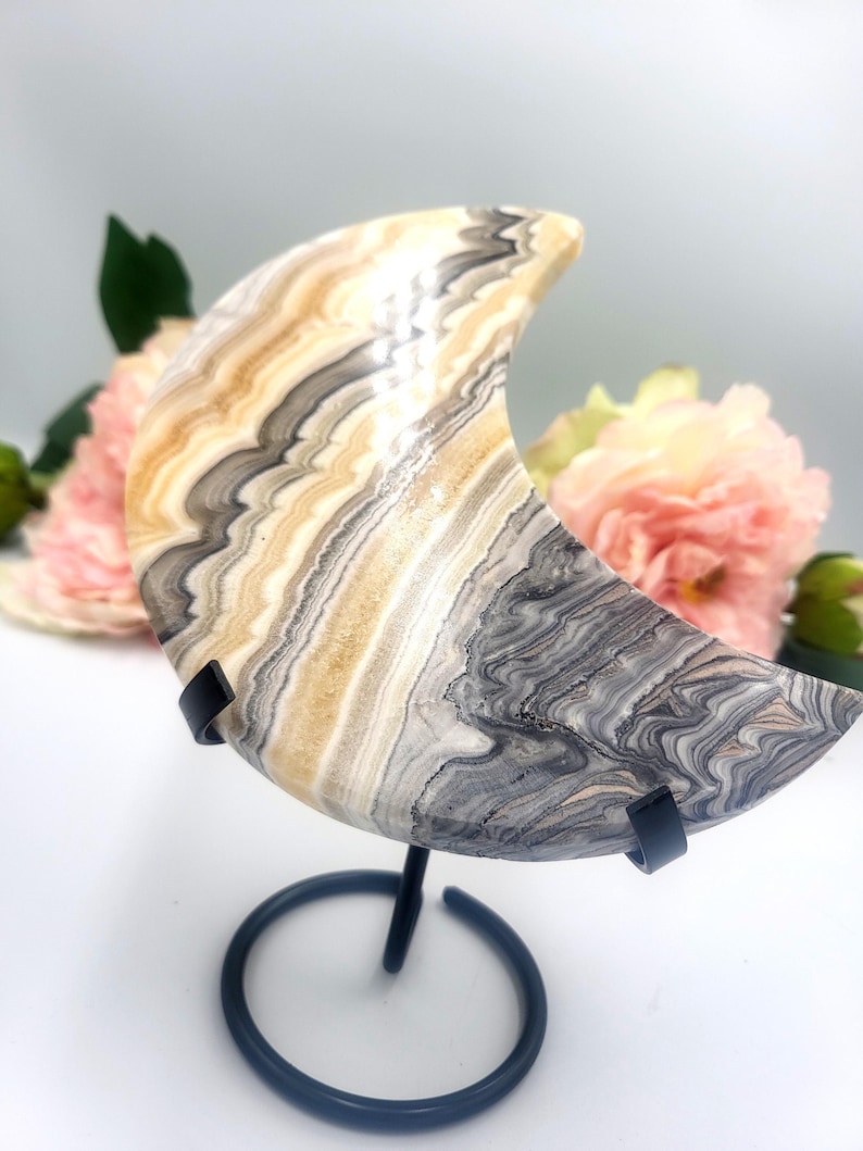 Large Banded Yellow Calcite Moon - High Quality Yellow Calcite Crystal ...