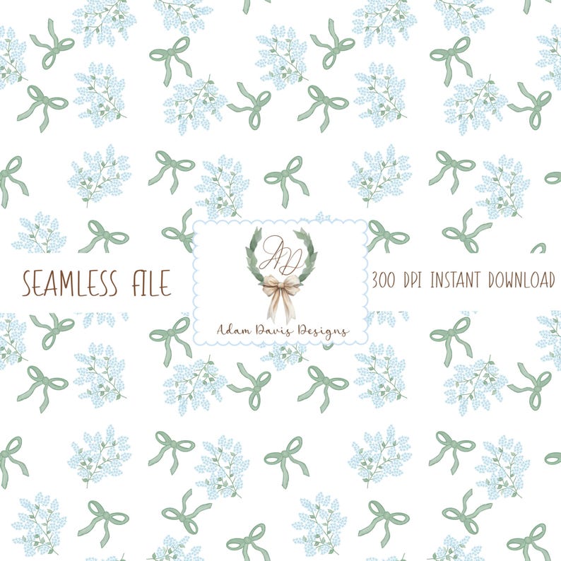 Seamless Pattern | Blue Floral | Blue Flower | Digital Paper | Floral ...