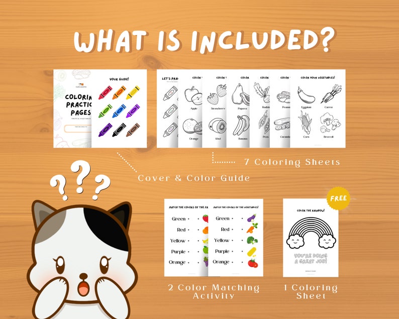 Coloring Practice Pages, Coloring Activity, Fruits and Vegetables ...