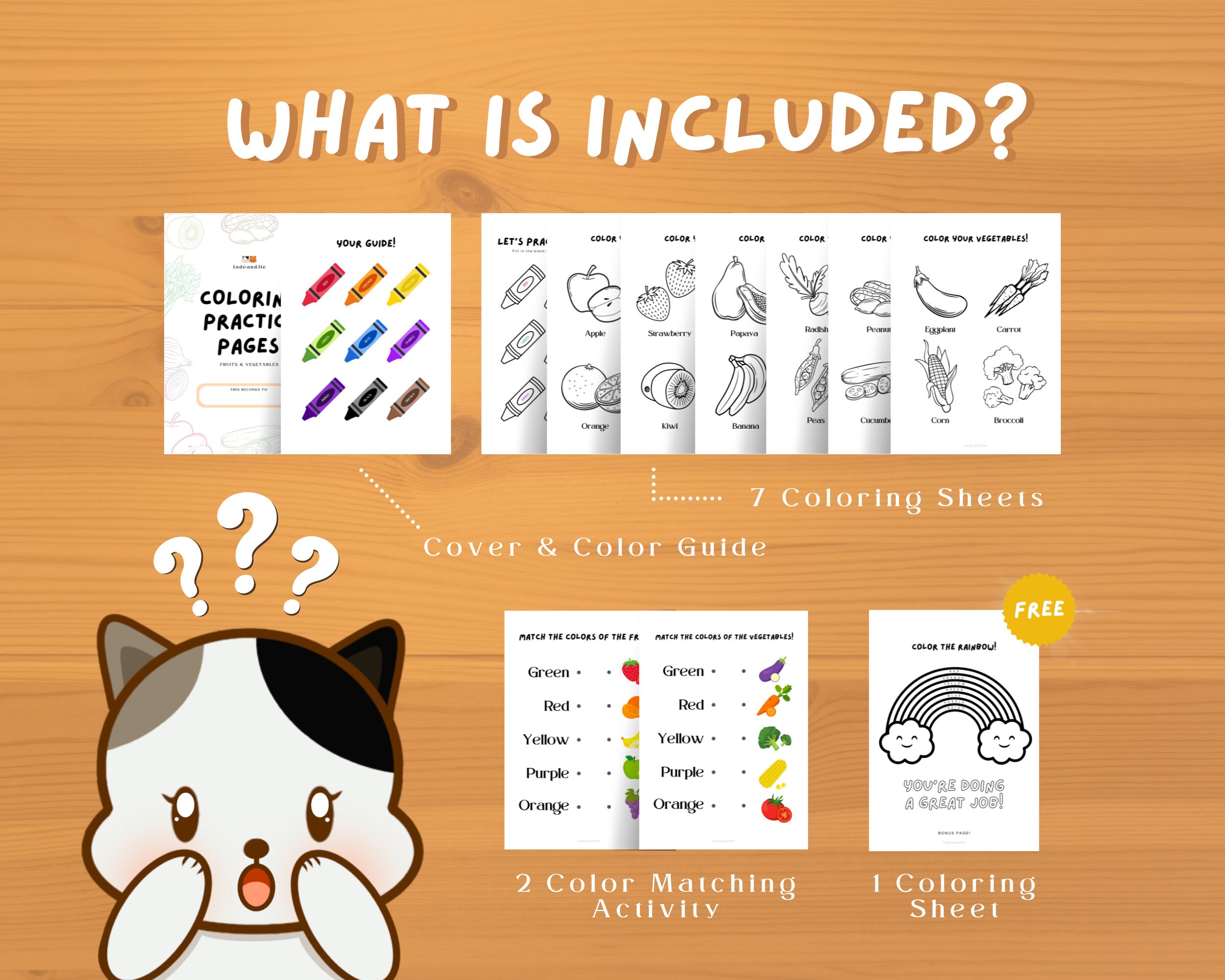 Coloring Practice Pages, Coloring Activity, Fruits and Vegetables ...