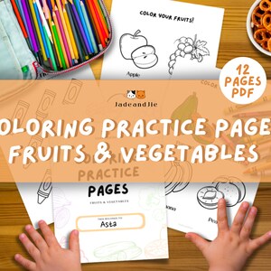 Coloring Practice Pages, Coloring Activity, Fruits and Vegetables ...