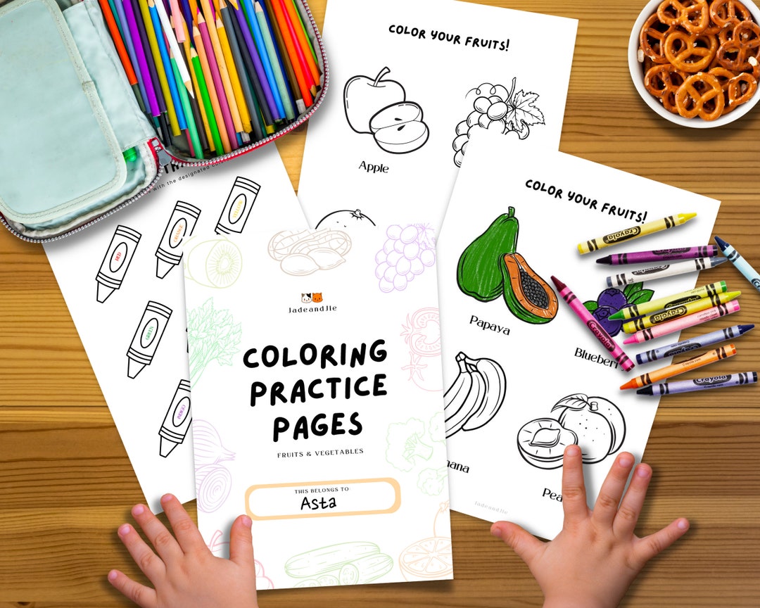 Coloring Practice Pages, Coloring Activity, Fruits and Vegetables ...