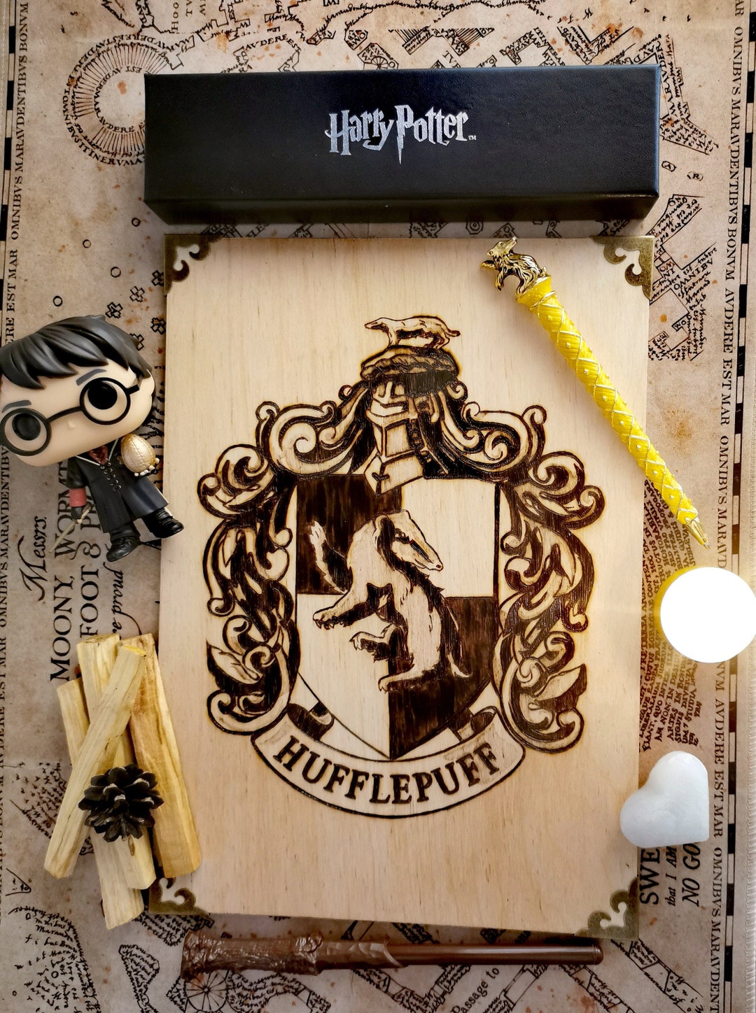 HARRY POTTER Hufflepuff Pyrography Shield Hufflepuff Pyrography Shield ...