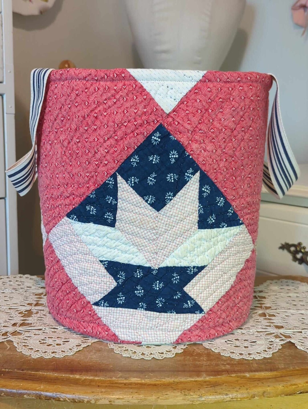 Large Antique Quilt Bucket - Etsy