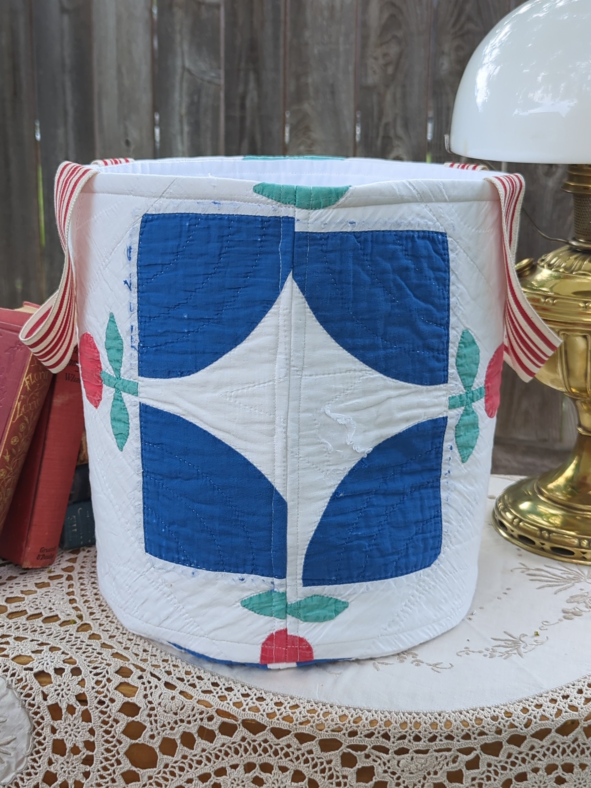 Large Vintage Quilt Bucket - Etsy