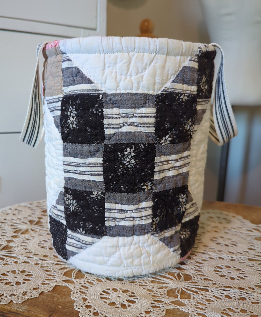 Small Antique Quilt Bucket - Etsy