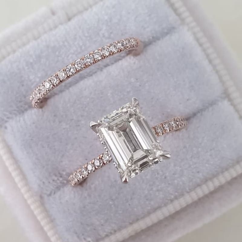 Rose Gold Emerald Ring - Etsy