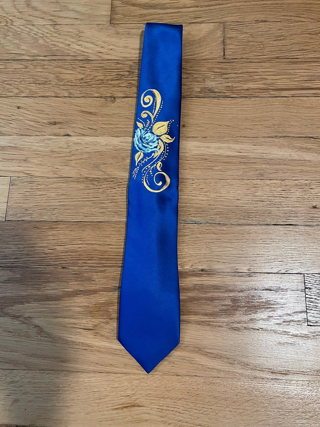 BLUE ROSE | Designer Hand Painted Necktie | Conversation Starter ...