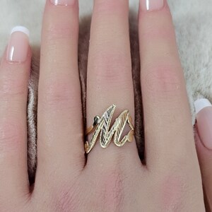 14K Gold Ladies Cursive Initial Ring Size 7 Available A-Z Letter Ring ...