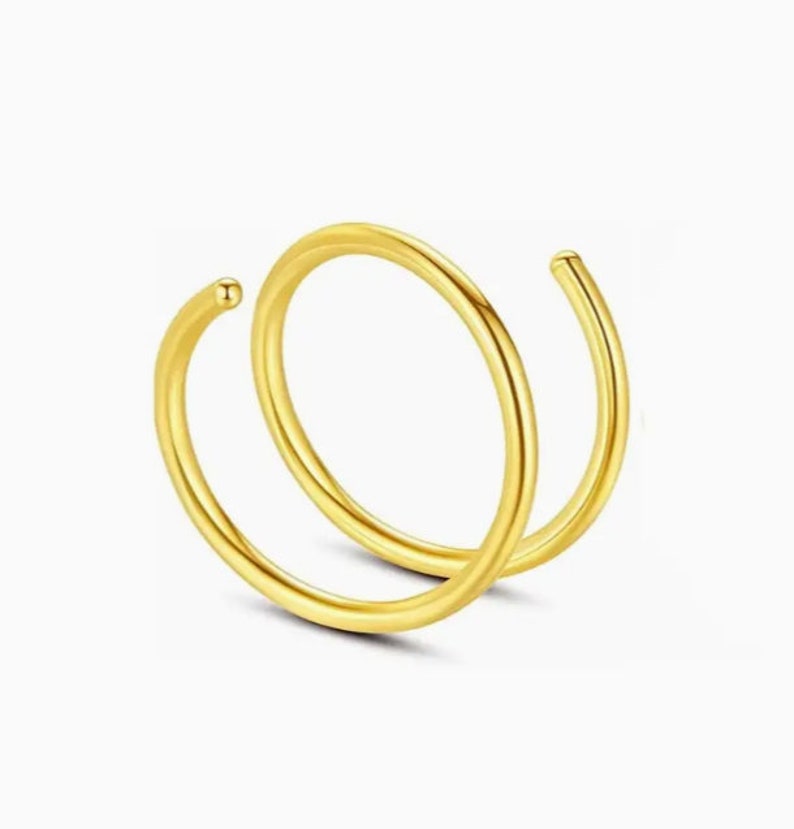 14K Solid Gold , Double Row Nose Piercing 1 Hoop 20 GAUGE for 1 Nose ...