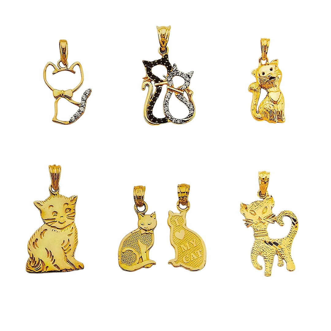 14K Gold , Real Genuine Gold , Cat Kitty Pendant Collection , Sold 1 ...
