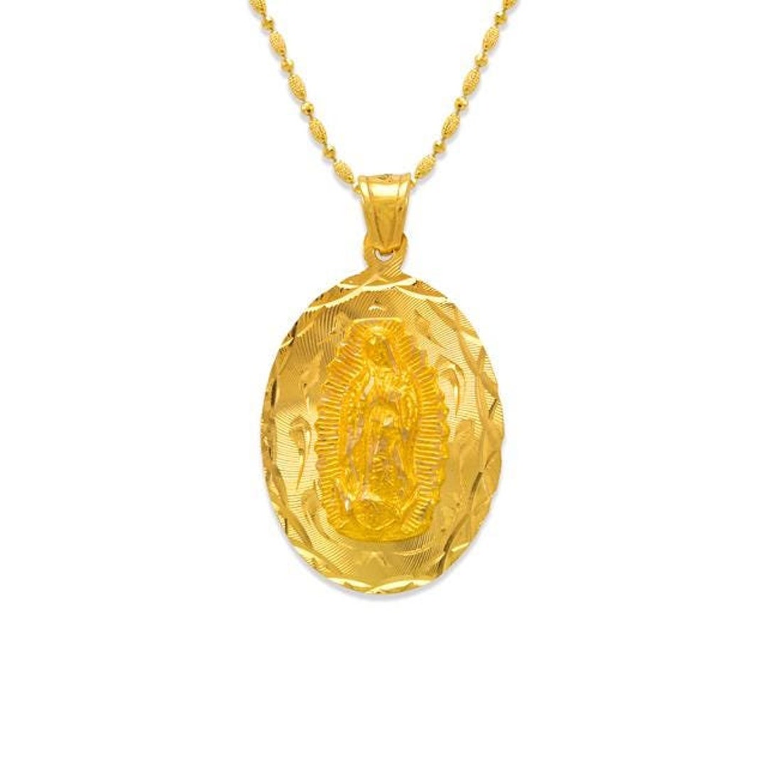 14K Gold Diamond Cut Guadalupe Oval Scapular Pendant Pendant Available ...
