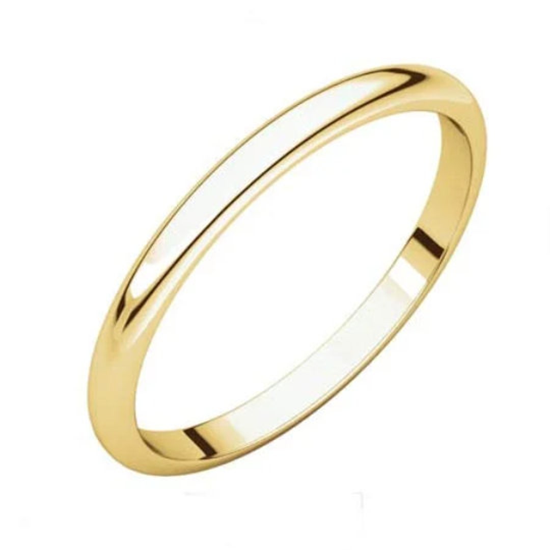 2mm 14K Gold , Real Genuine Solid Gold , Wedding Plain Band Smooth ...
