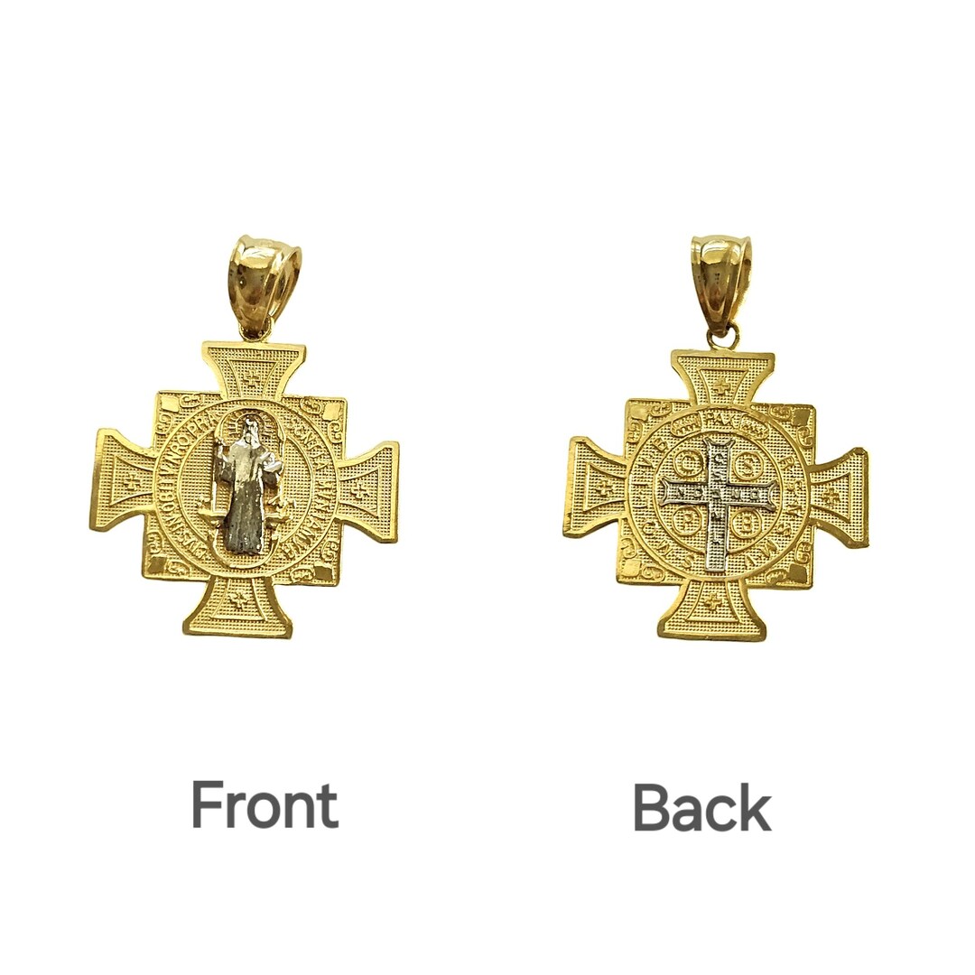 14K Solid Gold Round Two-sided San Benito Pendant Available in 4 ...