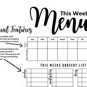 Weekly Meal Planner & Grocery List - Etsy