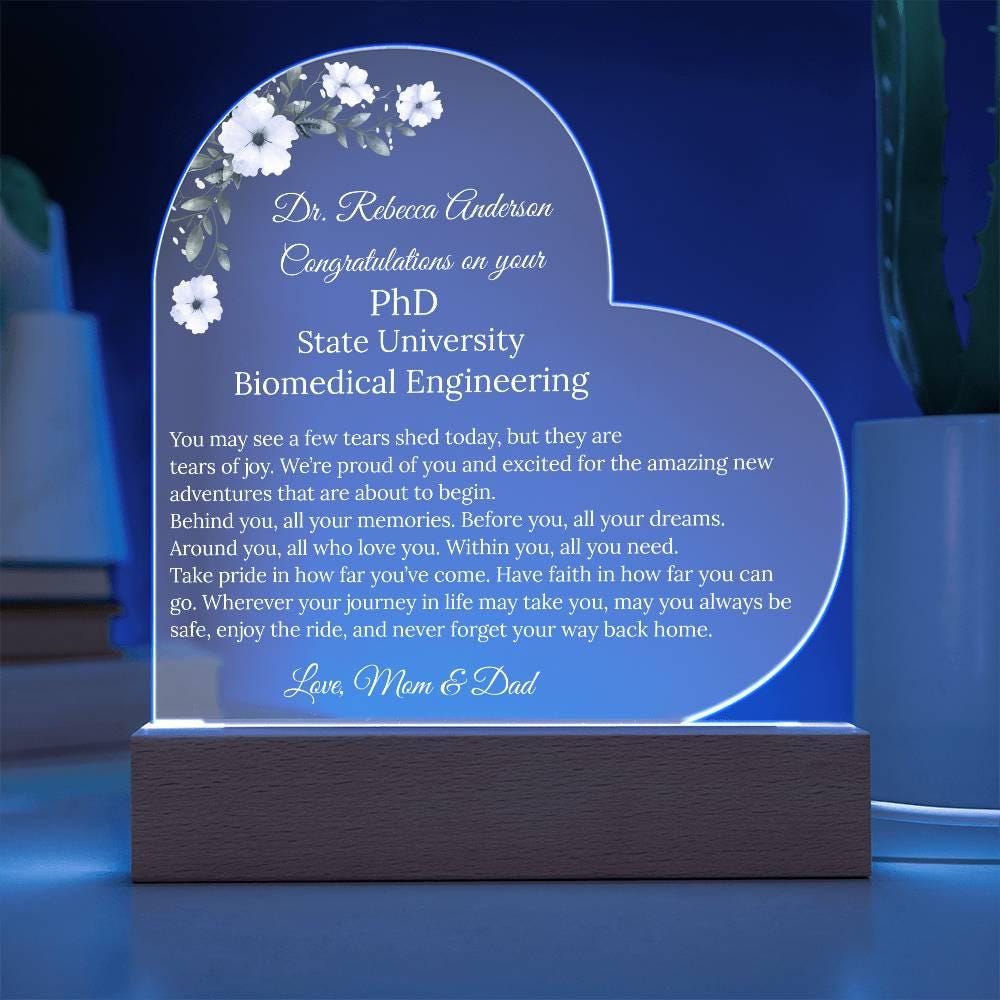 Personalized Phd Graduation Acrylic Plaque, Custom Phd Graduate Gift ...