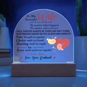 To My Wife Acrylic Plaque,wife Birthday Gift,wife Gift From Husband ...