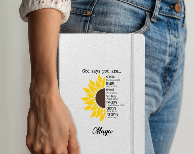 Custom Sunflower Journal, Personalized Floral Journal, Gift for ...