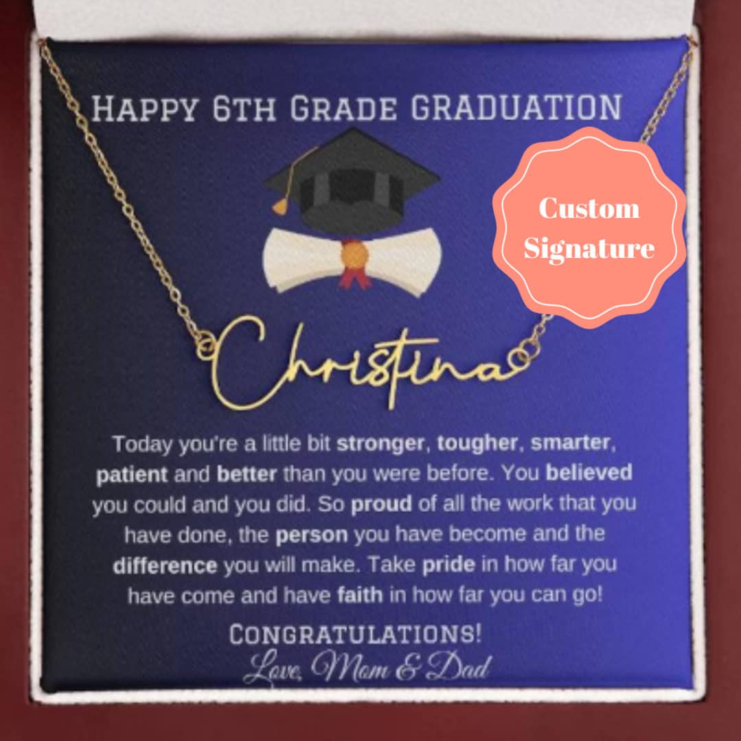 6th Grade Graduation Gift, Elementary School Grad Gift, Cursive Name ...