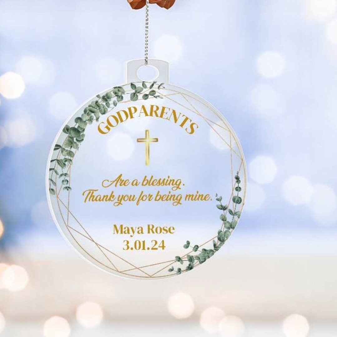 Personalized Godparents Acrylic Ornament, Godparents Gift From Godchild ...