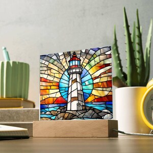 Lighthouse Faux Stained Glass Acrylic Plaque: Beach House Decor - Etsy