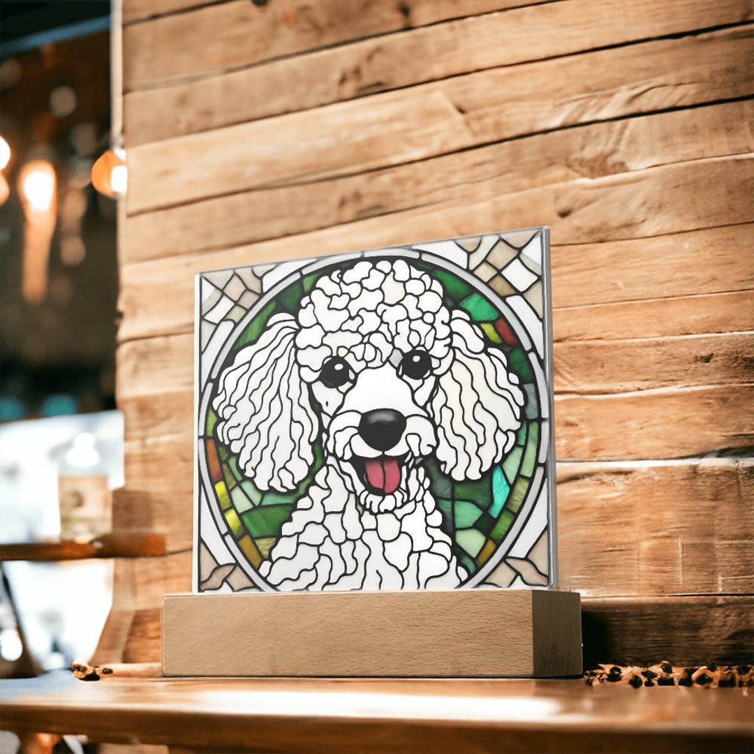 Custom Poodle Decor Dog Light Box Dog Acrylic Print Poodle Faux Stained ...