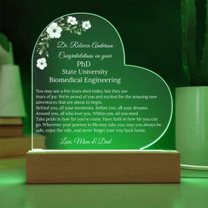 Personalized Phd Graduation Acrylic Plaque, Custom Phd Graduate Gift ...